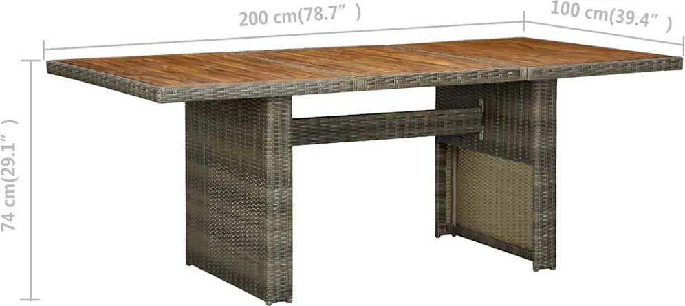 Zahradní stůl hnědý polyratan a masivní akáciové dřevo 313314