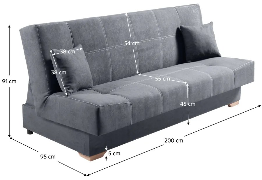 Kondela Rozkládací pohovka, šedá, GINY