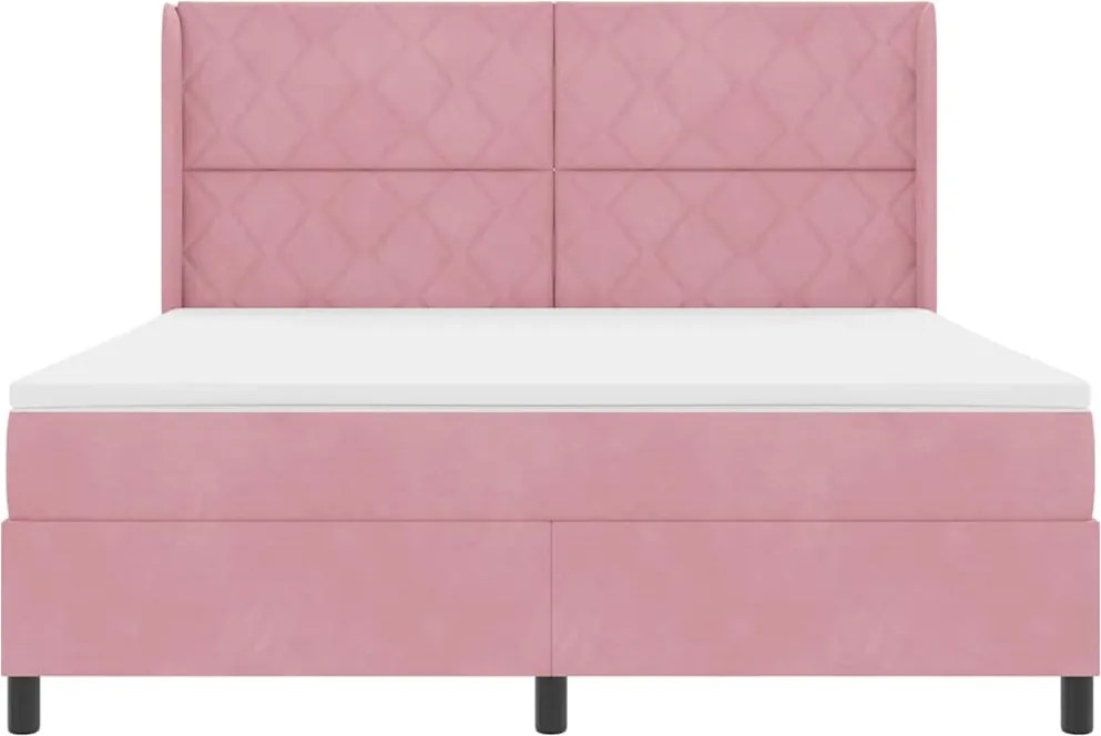 Postel s boxspringem s čelo Růžová 180 x 200 cm samet 3342079
