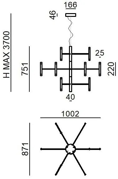Linea Light 9757 Perla_P12, bílo-zlatý moderní lustr, 59W LED 3000K DALI, 87x100cm