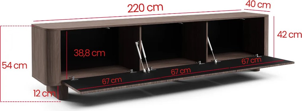 Eka TV stolek TRENTINO, 220 cm Barva/ dekor: Ořech Lincoln