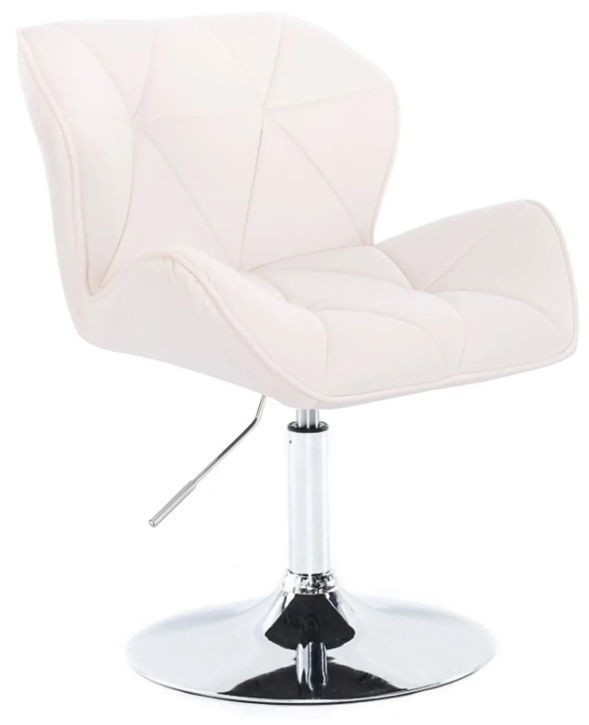 LuxuryForm DESIGN Otočná židle MILANO VELUR na stříbrném talíři - bílá