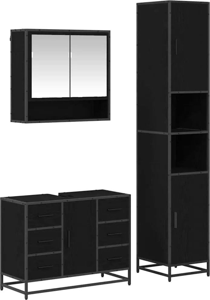 Sada koupelnového nábytku 3 ks Černý dub 90 x 33 x 60 cm 3402487