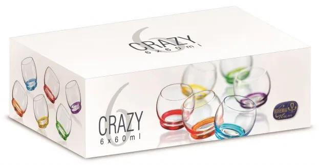 Crystalex Sklenice Crazy 60 ml, 6 ks (mix barev)