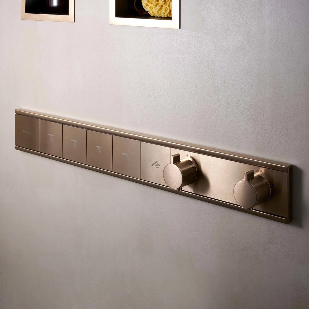 Hansgrohe RainSelect, podomítkový termostatický modul pro 5 spotřebičů, kartáčovaný bronz, HAN-15384140