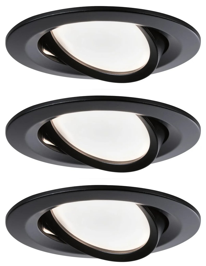 Paulmann 94472 LED Coin Nova round, set kulatých bodovek v černé úpravě, 3x6,5W LED 2700K tříkrokové stmívání, prům.8,4cm