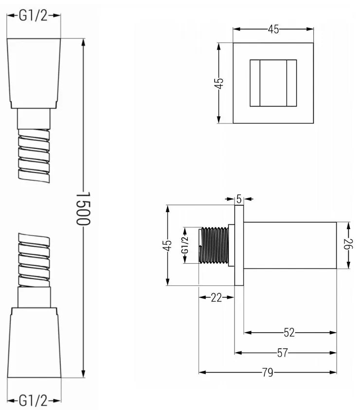 Mexen příslušenství - podomítkový 1-bodový ruční sprchový set R-02, černý, 785006050-70
