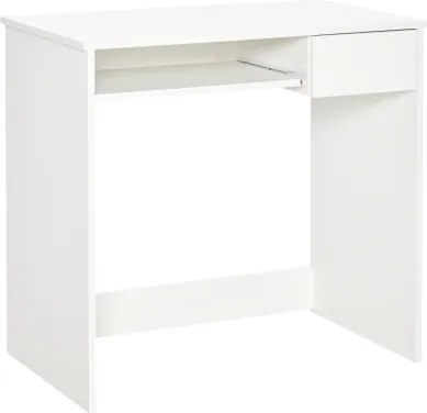 HOMCOM kancelářský psací stůl, 80x45x75 cm úsporný stůl s výsuvem na klávesnici, zásuvkou na dokumenty, bílý