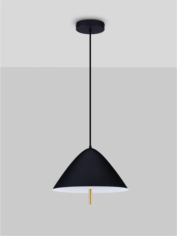 Matně černé kovové LED závěsné svítidlo s kovovým stínidlem ø 40 cm Oros – Nova Luce