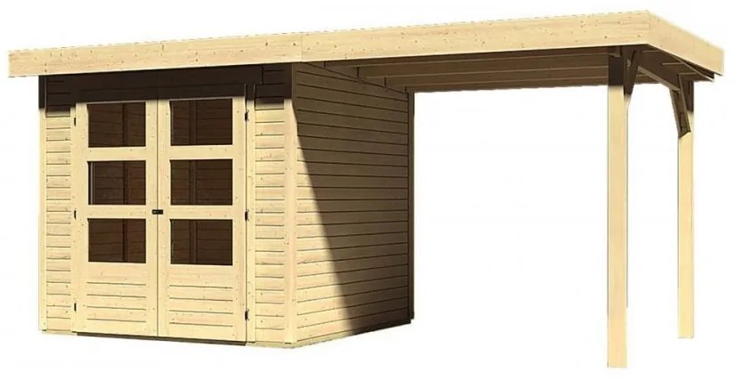 Dřevěný zahradní domek ASKOLA 2 s přístavkem 240 Lanitplast Antracit