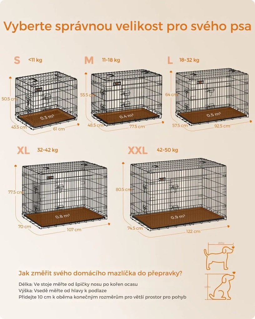 Klec pro psa MAX, skládací, 122x76x81cm, černá Feandrea
