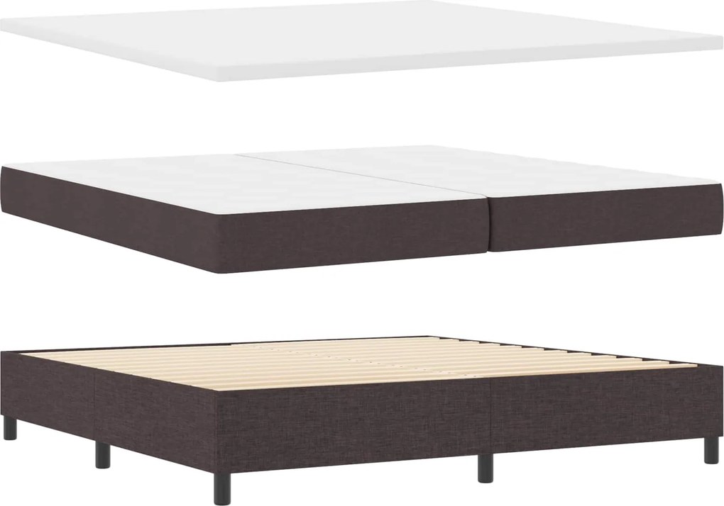 Postel s boxspringem s čelo Tmavě hnědá 200 x 200 cm textil 3344173