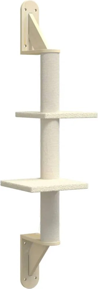Nástěnné škrabadlo pro kočky se sloupkem krémové 108 cm 172410