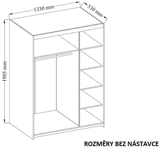 EVERLY 3DN šatní skříň se zrcadlem + nástavec, beton