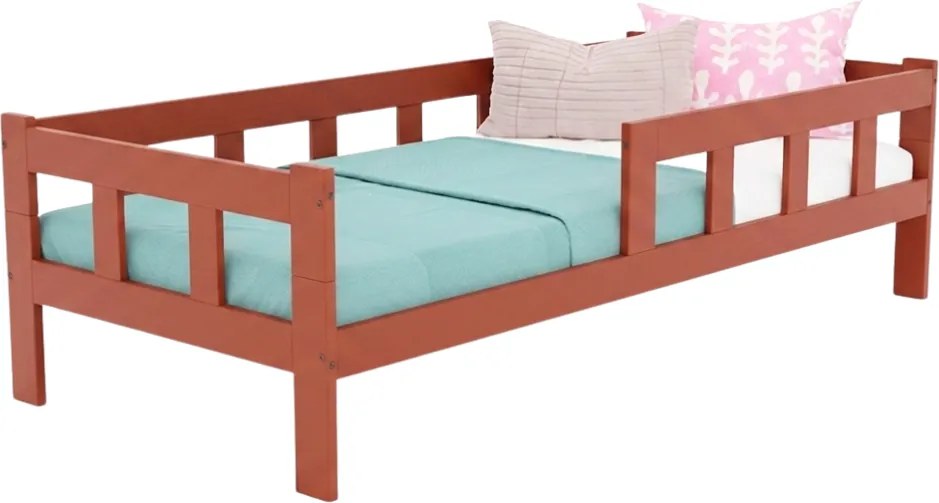 Benlemi Dřevěná jednolůžková postel FENCE 4v1 se zábranou Zvolte barvu: Nelakovaná, Zvolte rozměr: 80x190 cm, Zvolte zábranu: S jednou zábranou vpravo