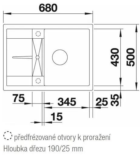 Blanco Metra 45 S Compact Granitový dřez s odkapem oboustranné provedení, 68x50cm, antracit, 519561