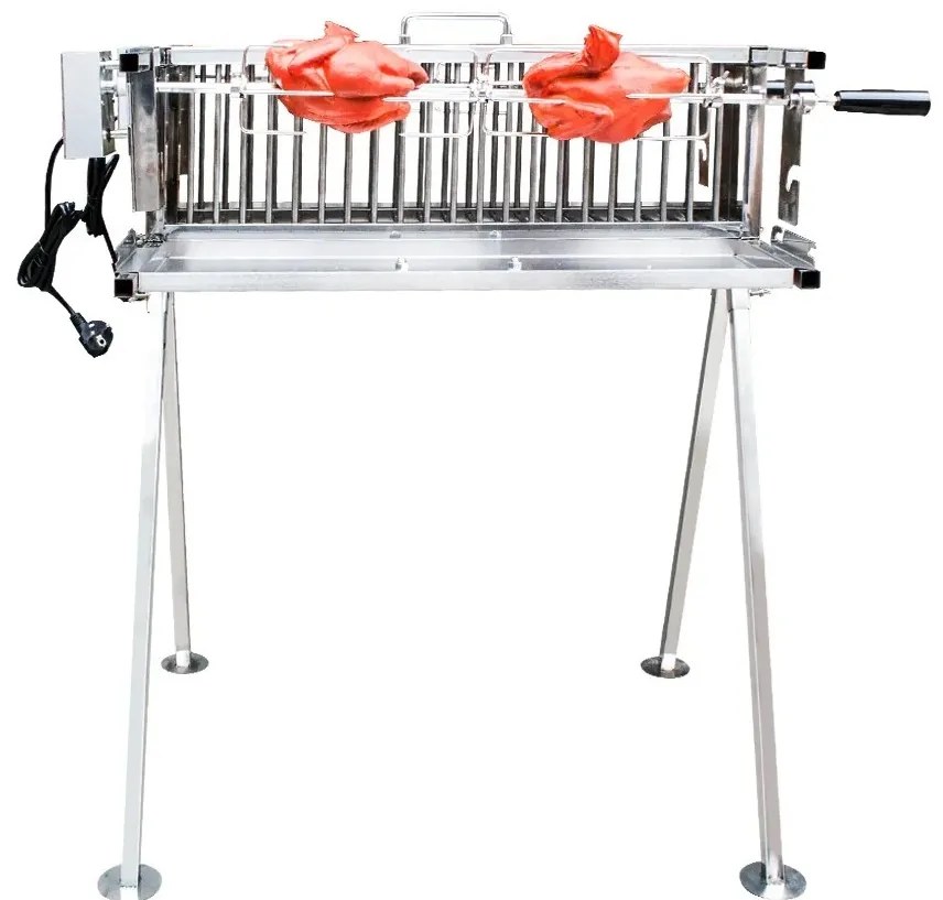 Nerezový gril na kuře, kýtu a pečeni / 2x rotisserie ug grill