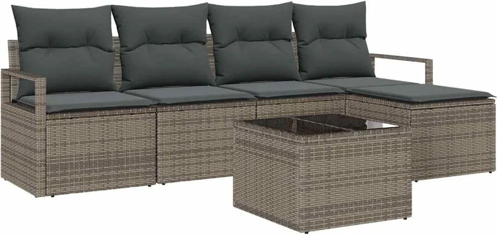 Set pohovek 6 ks Světle šedá polyratan 3355018