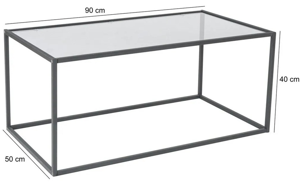 Konferenční stolek Lizbon Black s tmavým sklem