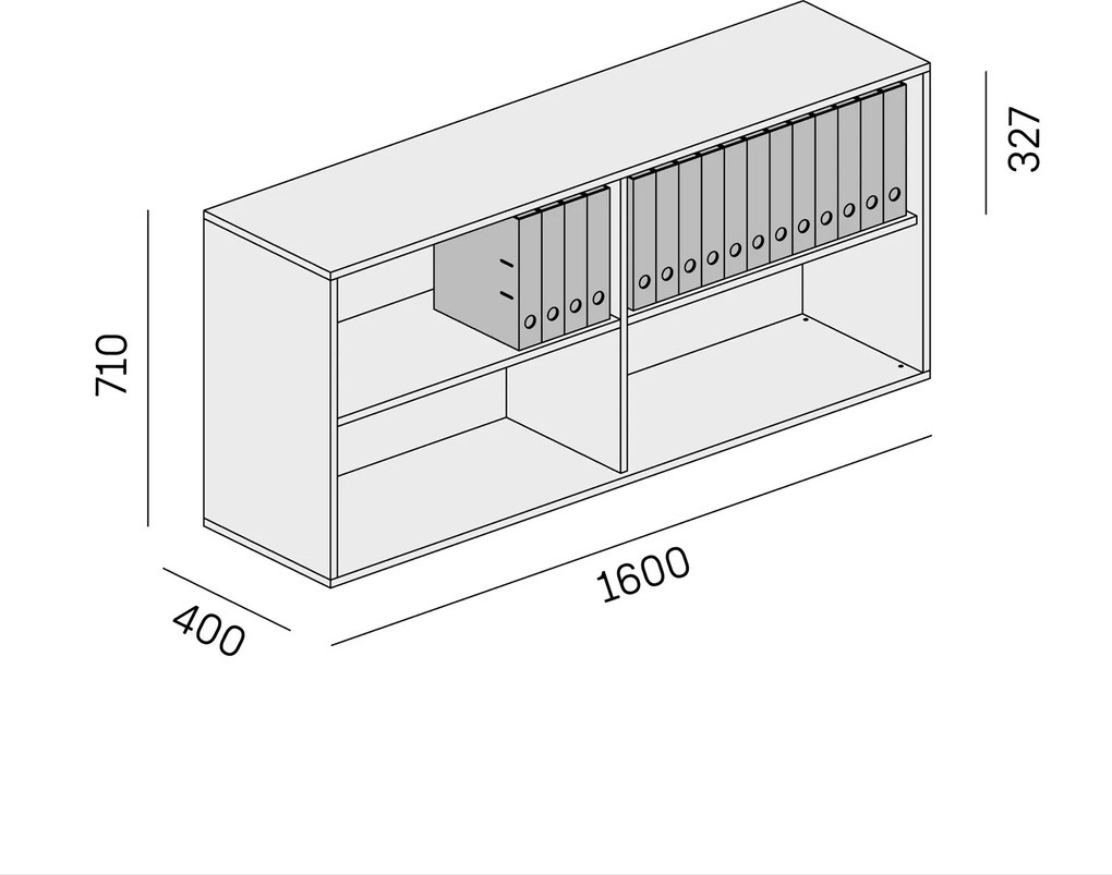 Kancelářský regál BLOCK, 1600 x 400 x 710 mm, bílá