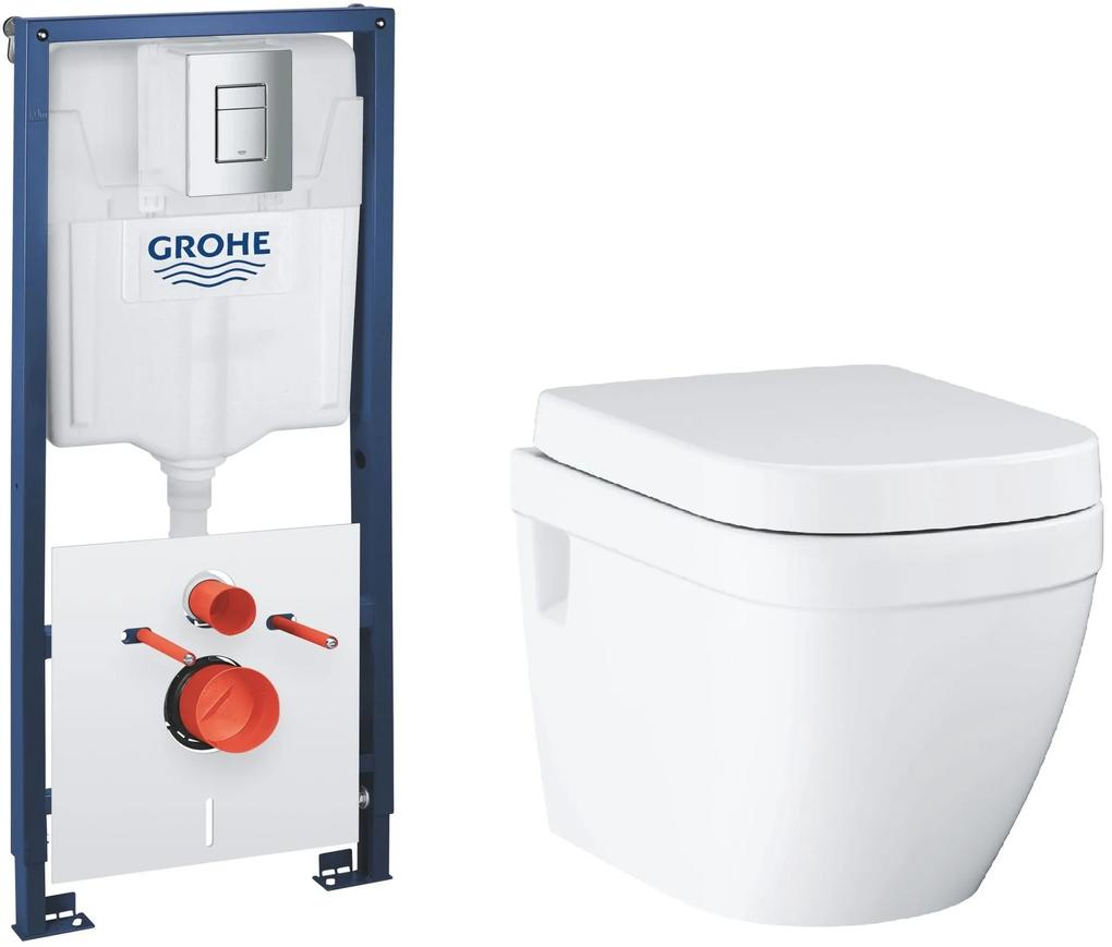 Set záchodová mísa Grohe Euro Ceramic 39703000, podomítkový WC modul s tlačítkem a těsněním Grohe Solido 39930000