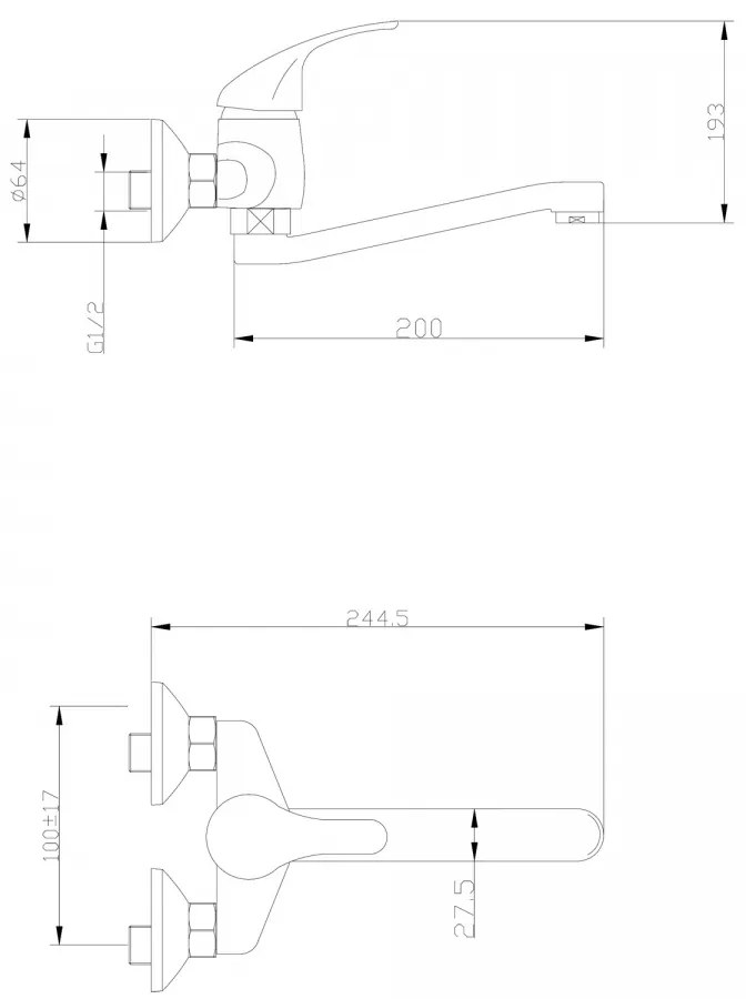 Baterie umyvadlová/dřezová, 100mm, ram. 20cm, 35mm, chrom, BALLETTO