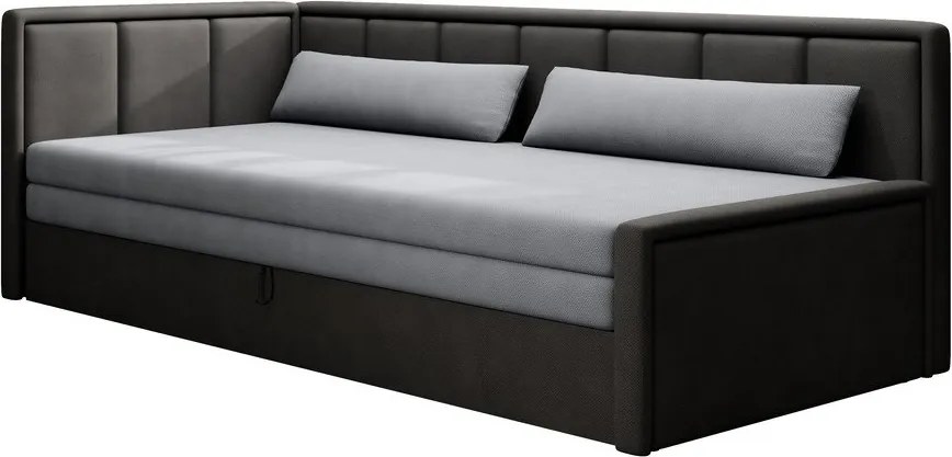 Tmavě šedá žinylková rozkládací/s úložným prostorem pohovka 214 cm Fulgeo – ELTAP