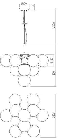 Redo 01-2940 - Lustr na lanku AGAPE 10xE14/28W/230V zlatá