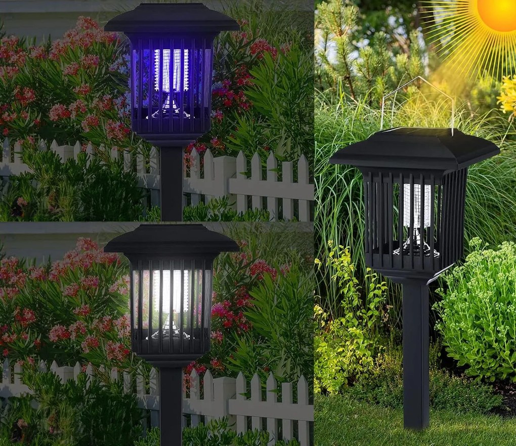 Bluegarden, LED solární lampa proti hmyzu 15x15x27 cm J-22, černá, OGR-02107