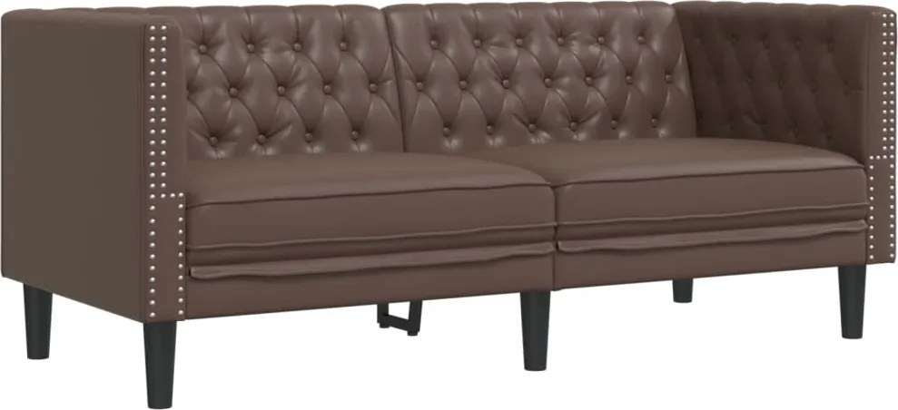 2dílná sedací souprava Chesterfield hnědá umělá kůže 3209276