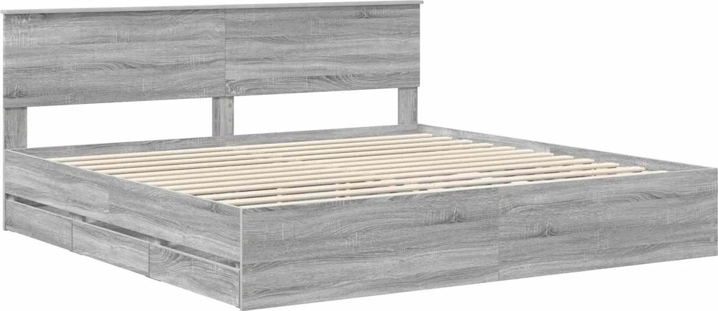 Rám postele s čelo Šedá Sonoma 200 x 200 cm Inženýrské dřevo 3410677