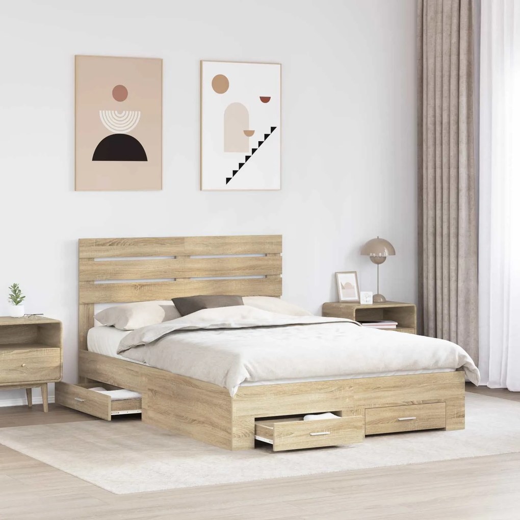 Rám postele s čelo Sonoma dub 150 x 200 cm Kompozitní dřevo 3411631
