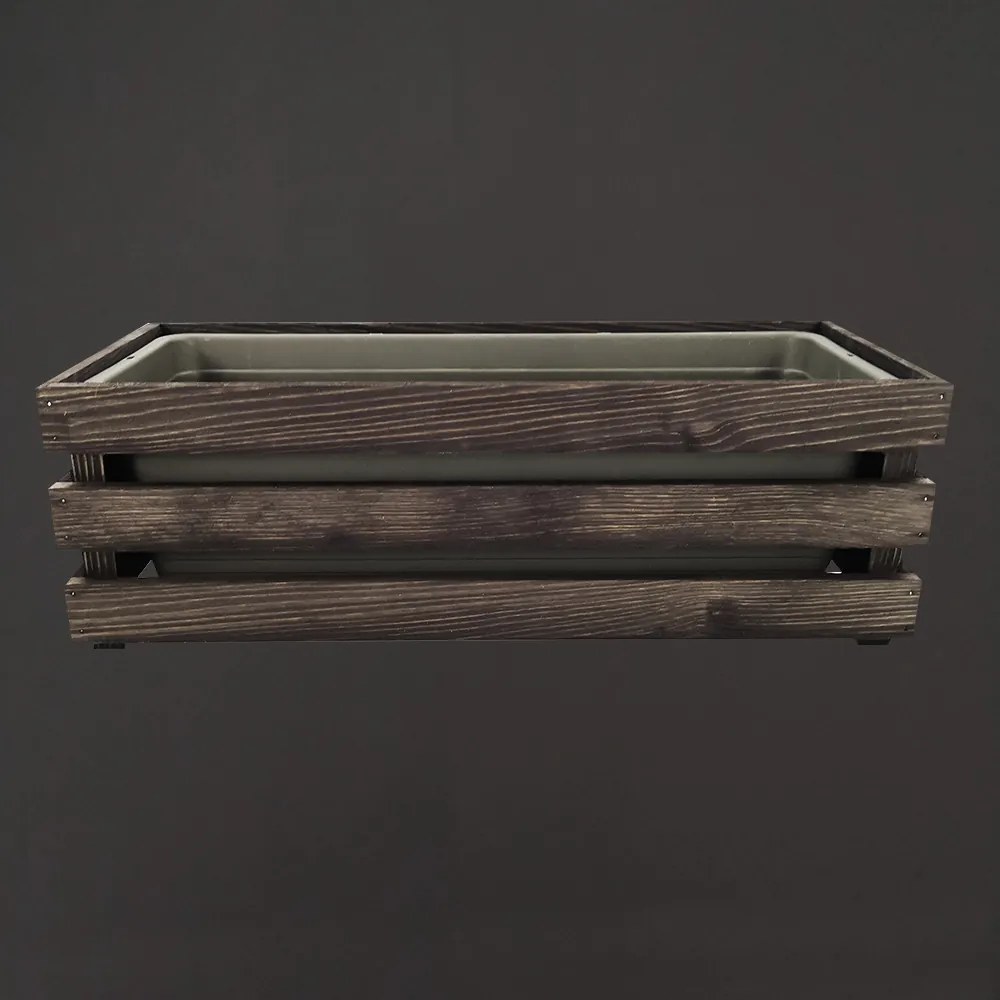 AMADEA Dřevěný obal na truhlík tmavý, 52x21,5x17cm, český výrobek