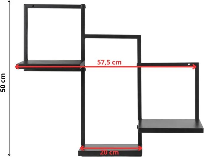 Nástěnná police sada 3 ks SPRINGOS HF0055 černá