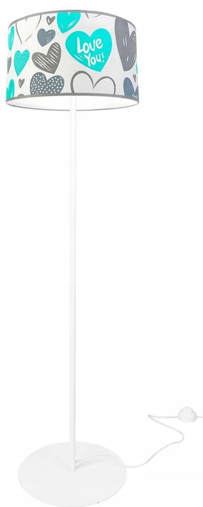 Dětská stojací lampa Heart, 1x bílé textilní stínítko se vzorem, (výběr ze 2 barev konstrukce), o, b