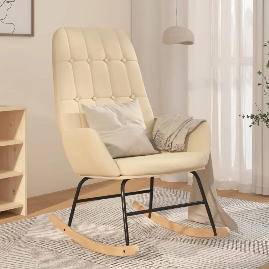 Houpací křeslo krémové textil 341255