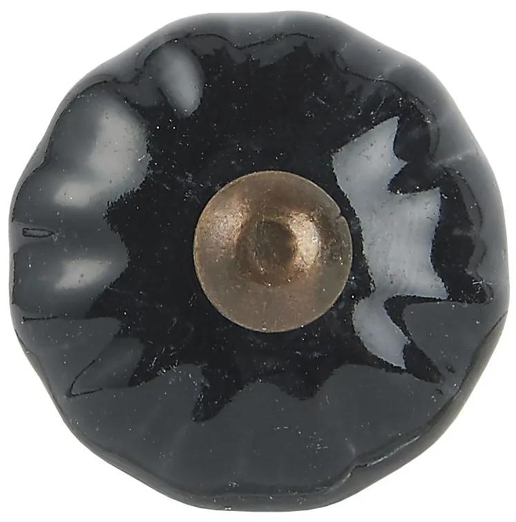 IB LAURSEN Keramická úchytka Black grooves, černá barva, keramika