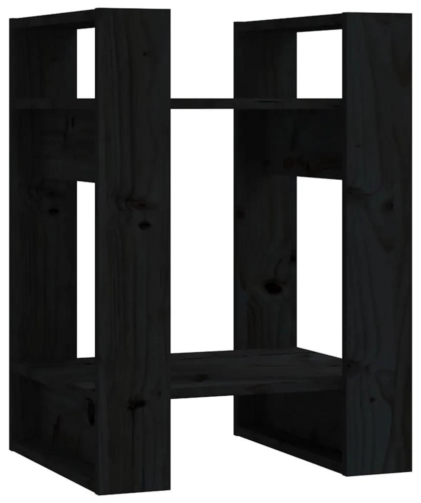 813858 vidaXL Knihovna / dělicí stěna černá 41 x 35 x 57 cm masivní borovice