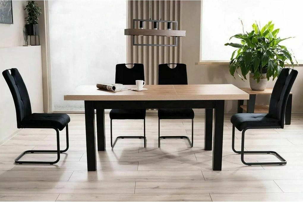 Jídelní rozkládací stůl Presto 140/218 cm dub Artisan/černý
