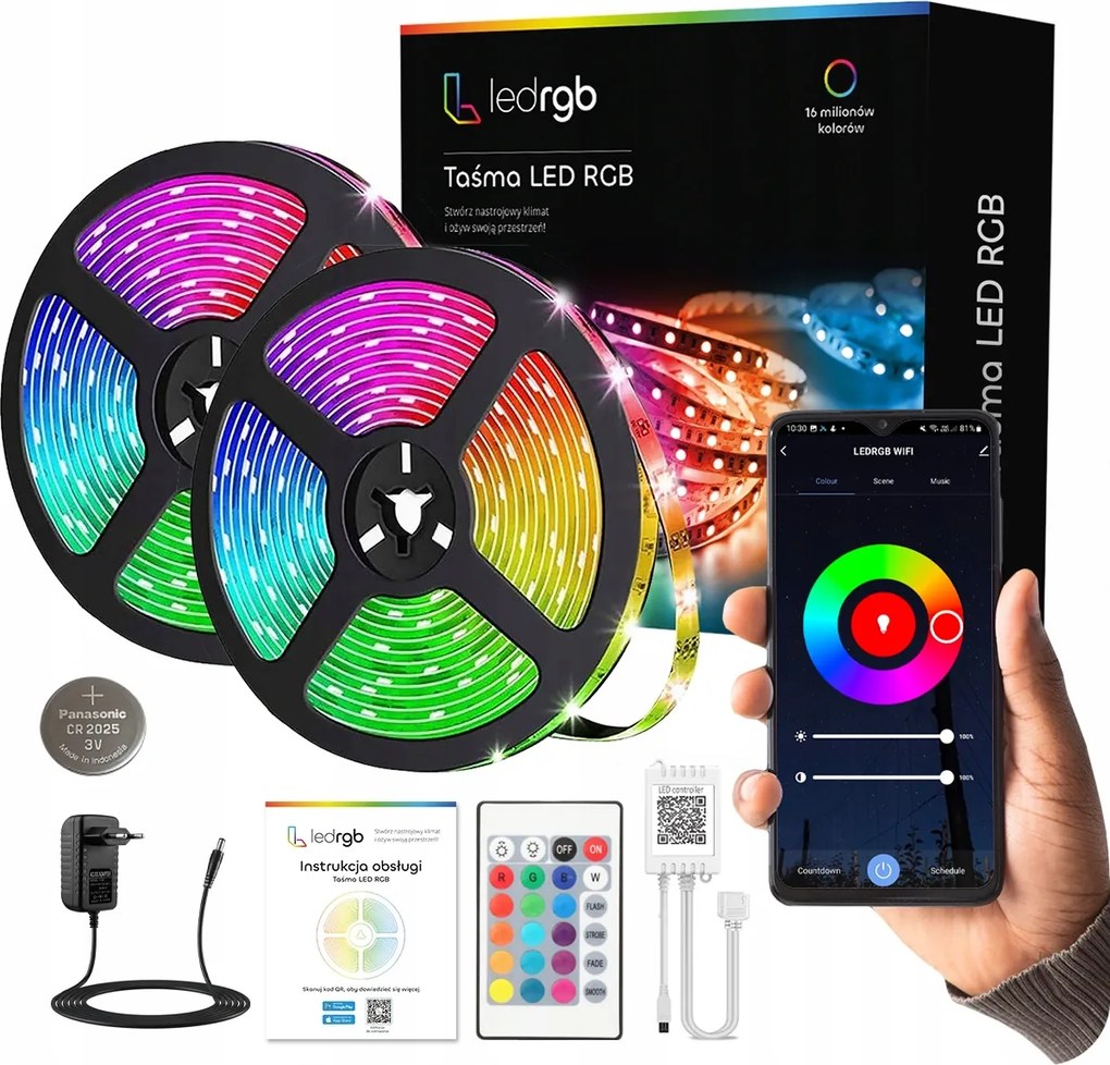 Led pásek 20M Rgb 5050 WiFi Dálkový Ovladač Aplikace Tuya Set Hudba Časovač 12V