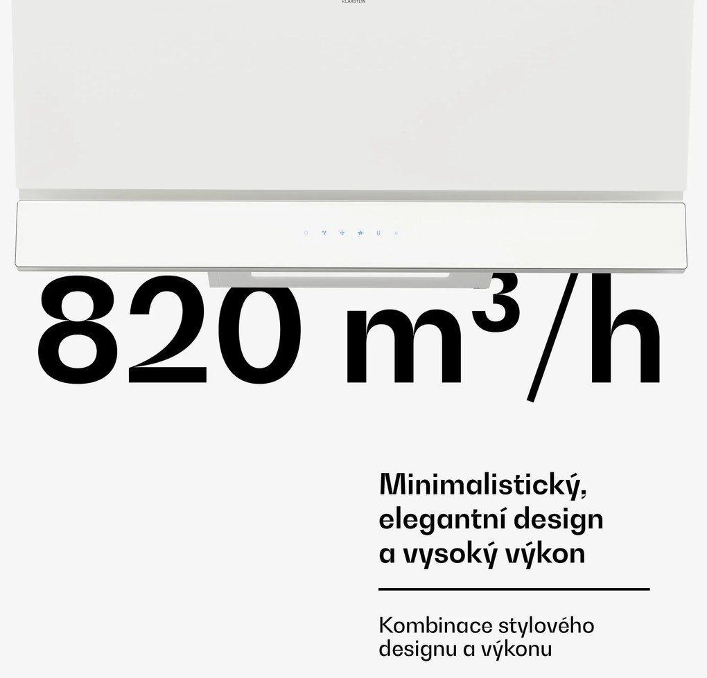 Klarstein Velaire digestoř | Elegantní, minimalistická, výkonná | Třída energetické účinnosti A++ | 820 m³/h | 90 cm