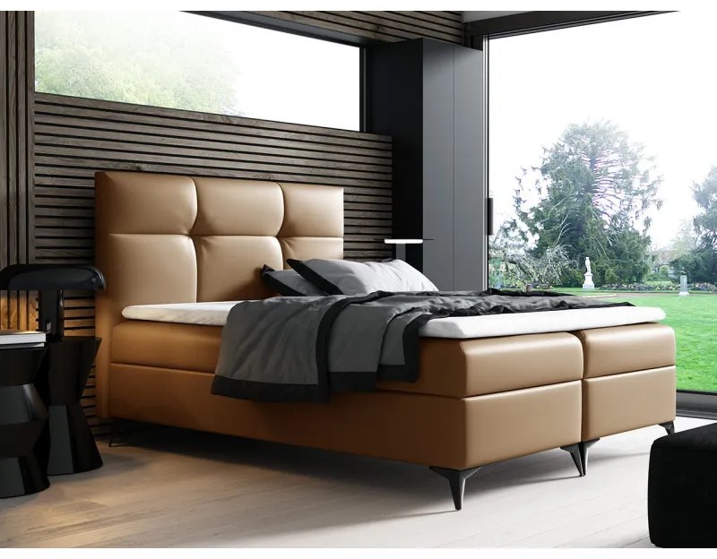 Kontinentální postel Durian, Rozměr postele: 160x200, Barva:: ekokůže Soft 011 (černá)