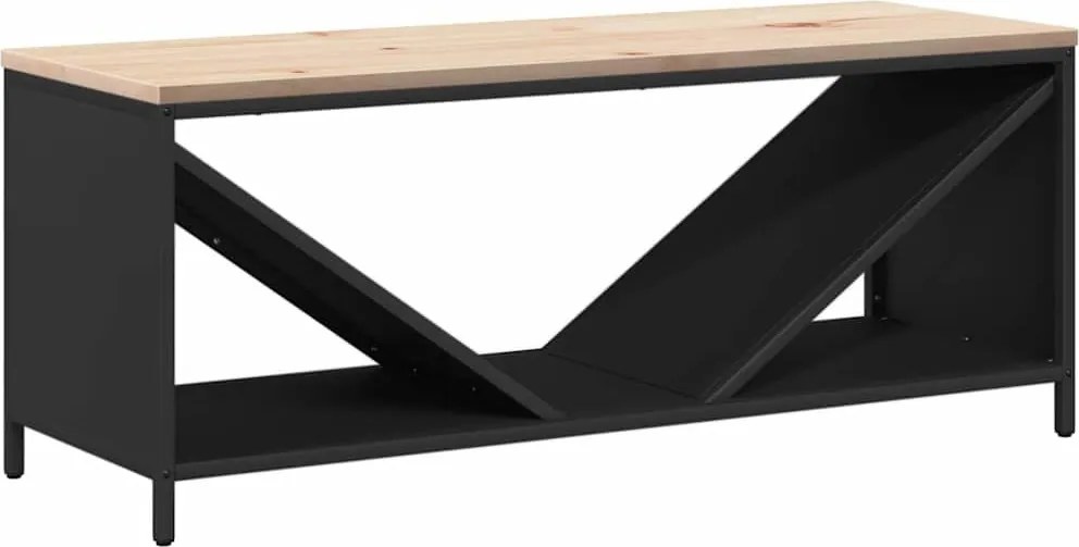 vidaXL Stojan na palivové dřevo s dřevěnou horní deskou [864255] Barva: Černá