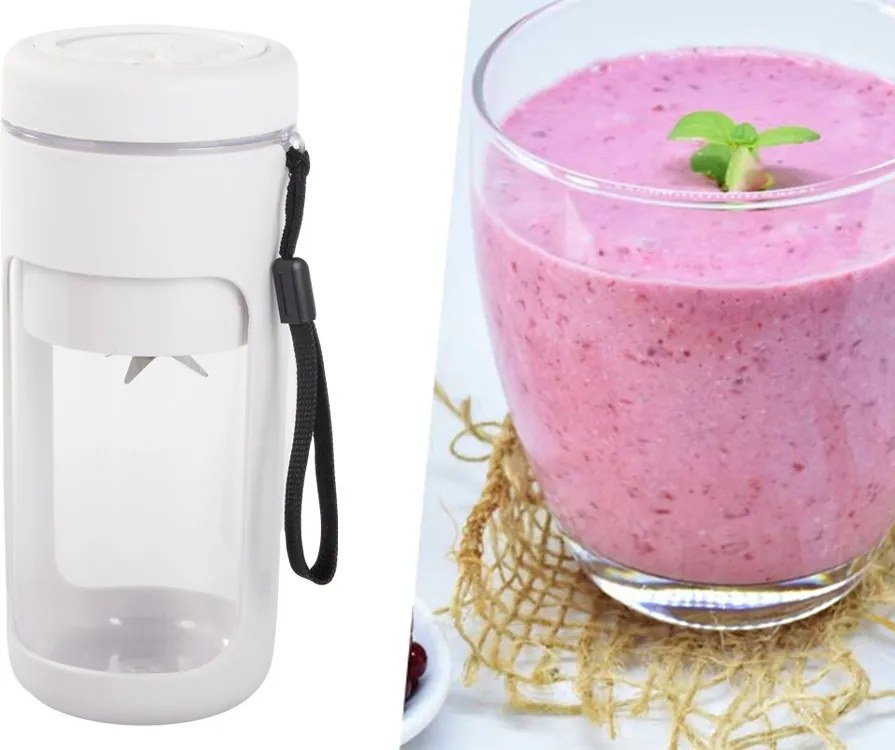Verk Group Přenosný bezdrátový USB mixér na smoothie, drtič ledu, šňůrka na krk