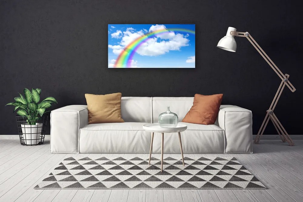 Obraz na plátně Duha Nebe Mraky Příroda 125x50 cm