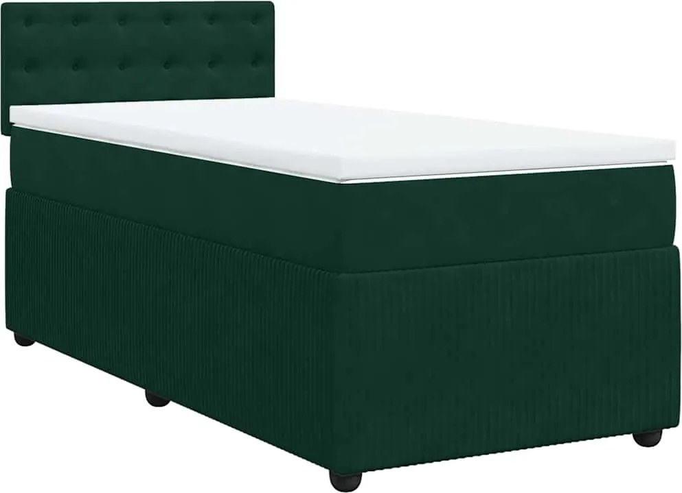 Box spring postel s matrací tmavě zelená 90x190 cm samet 3289917
