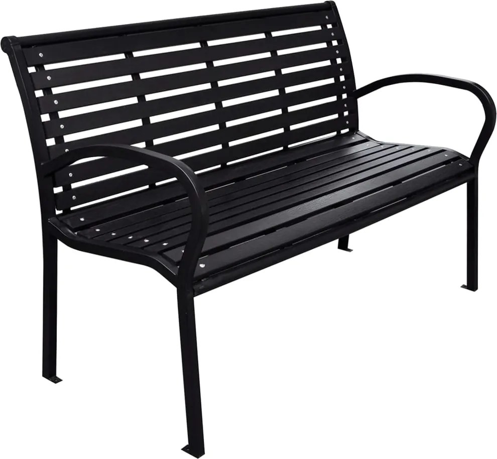 Zahradní lavice černá 116 cm ocel a WPC 319578