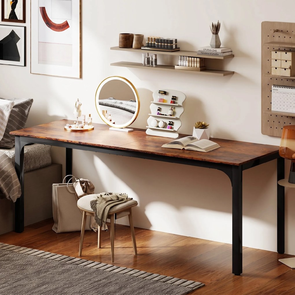 HOMCOM Psací stůl, počítačový stůl, rustikální design, hodně místa, dřevotříska, hnědá