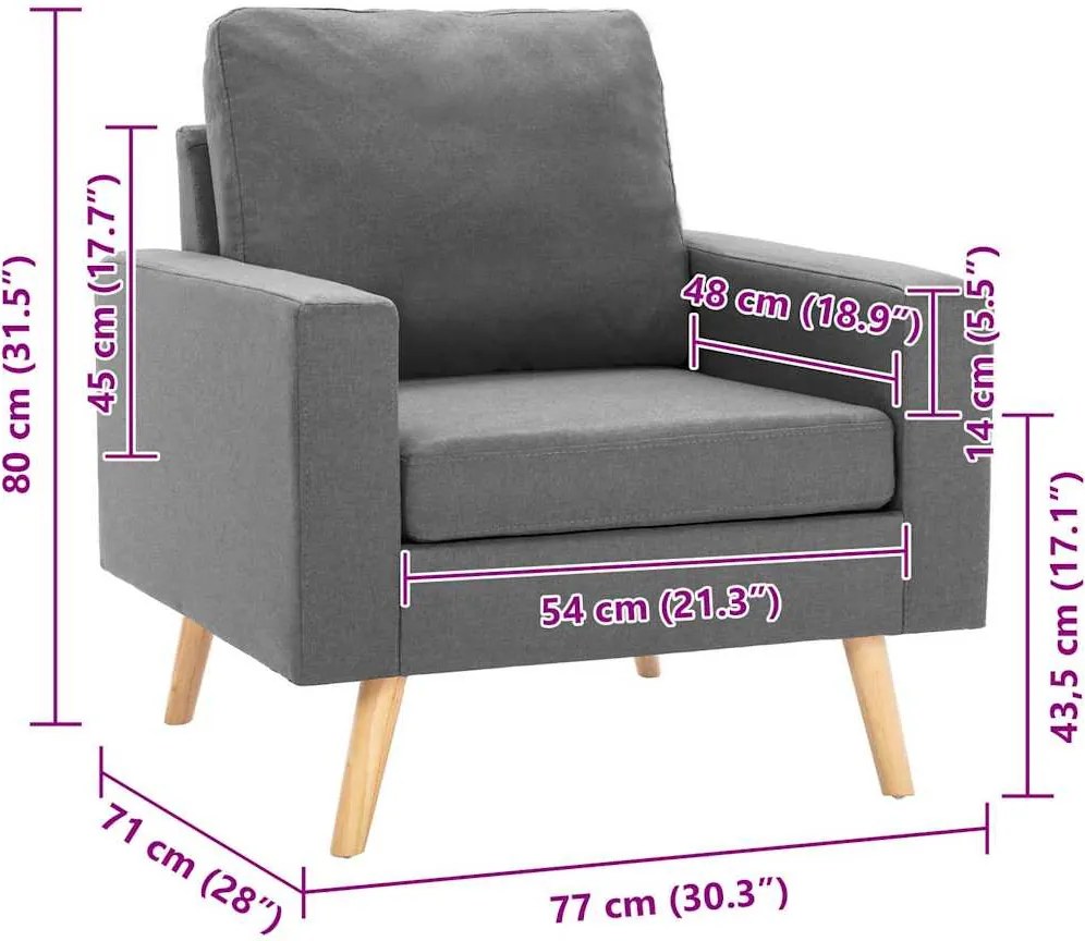 Křeslo světle šedé textil 288693