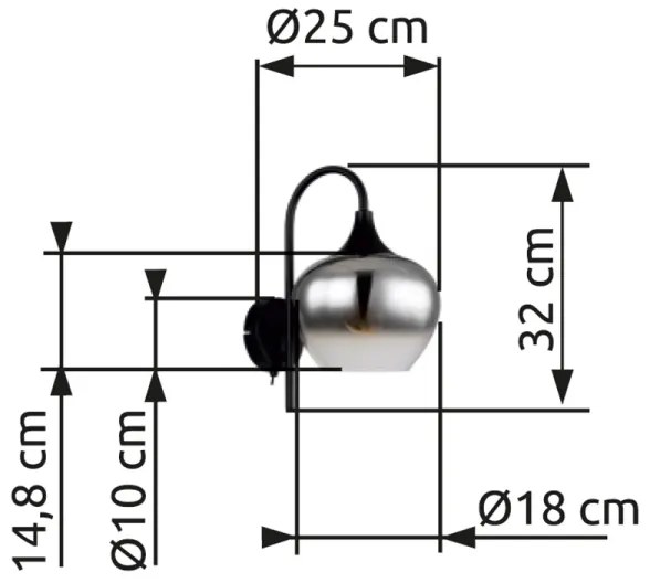 Globo 15548W - Nástěnná lampa MAXY 1xE27/40W/230V černá